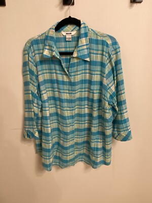 Alia plaid button up Plaid shirt womens 3/4 sleeve size 20W | eBay