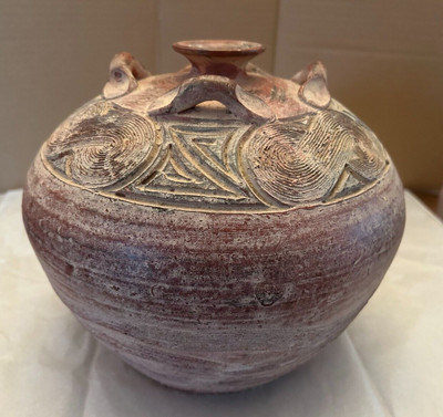 Large Primitive Style URN Rustic Ceramic Artisan Pottery Inscribed ...