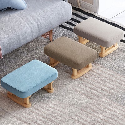 Small Wood Footstool Footrest Pouffe Foot Stool Padded Ottoman ...