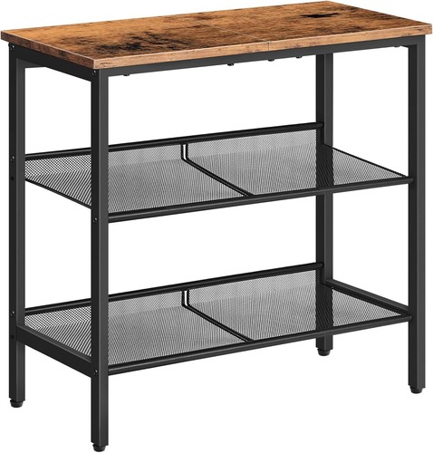 3-Tier Narrow Side Table w/ 2 Adj Shelves, Sturdy, Rustic | eBay