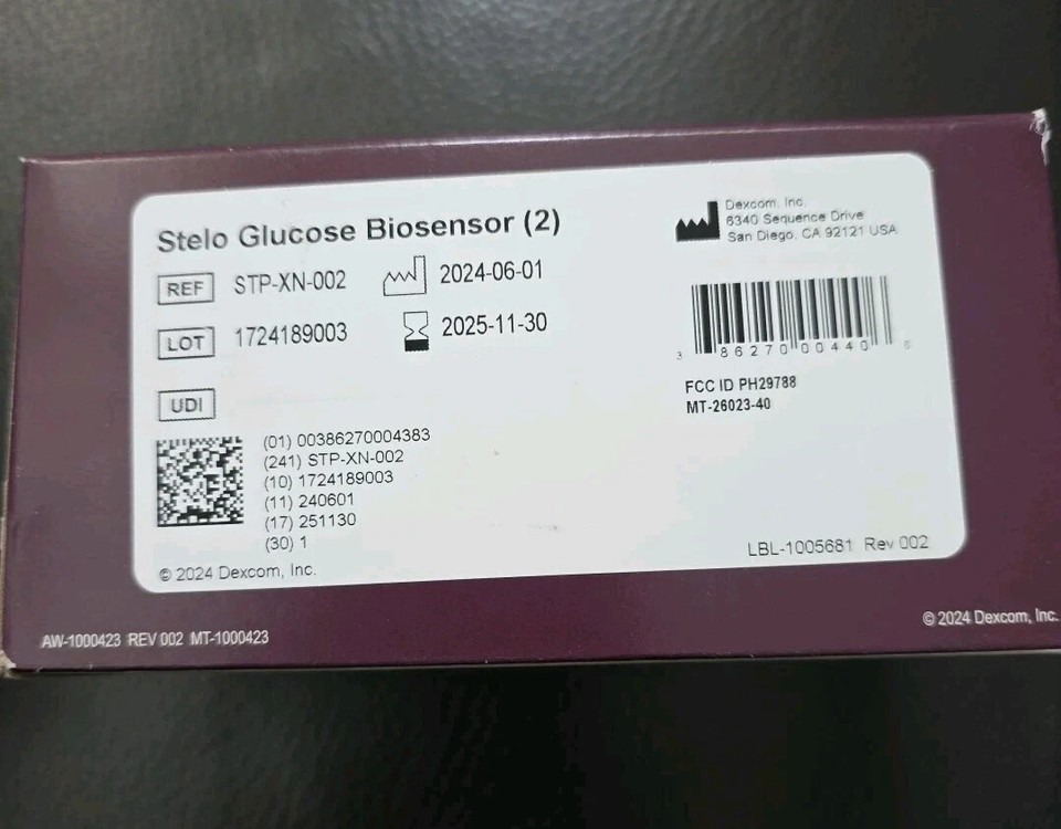 Stelo Glucose Biosensor Kit (2,4,6,8pack) By Dexcom Diabetes Brand New ...