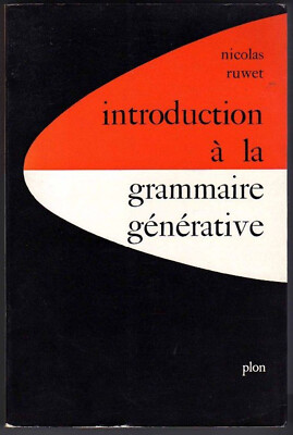 Nicolas Ruwet : Introduction à la grammaire générative | eBay