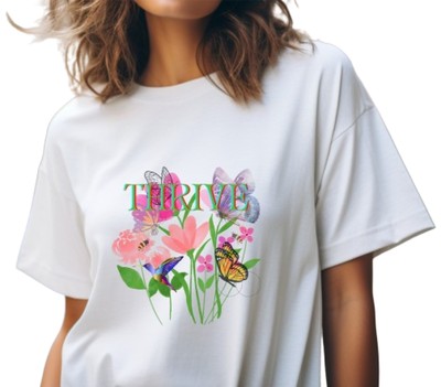 Thrive Tshirt, Thrive tee, Flowers T-shirt, Butteflies Tee, Soulful and ...