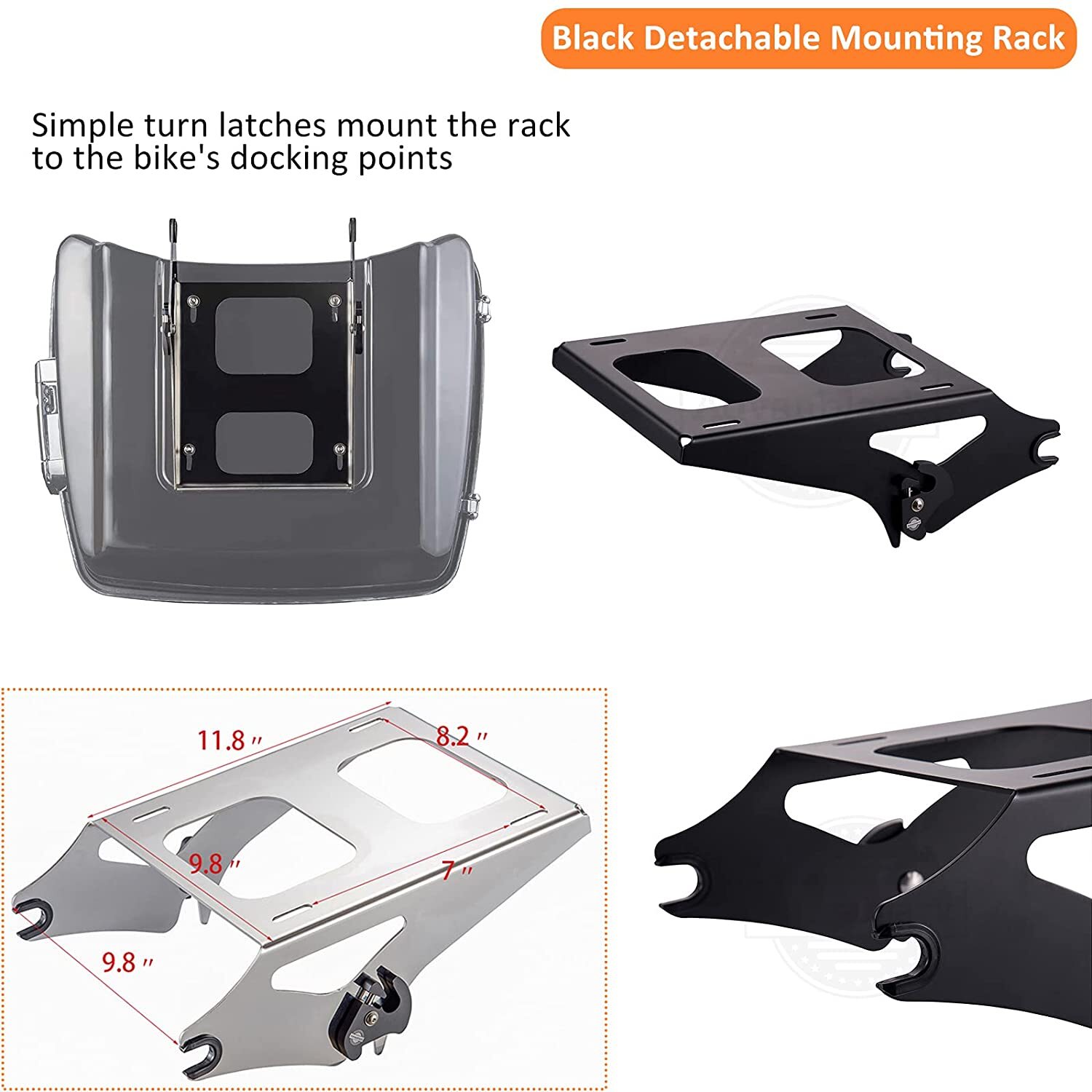 Sedona Orange Razor Tour Pack Pak Trunk Luggage For 97+ Harley Davidson ...