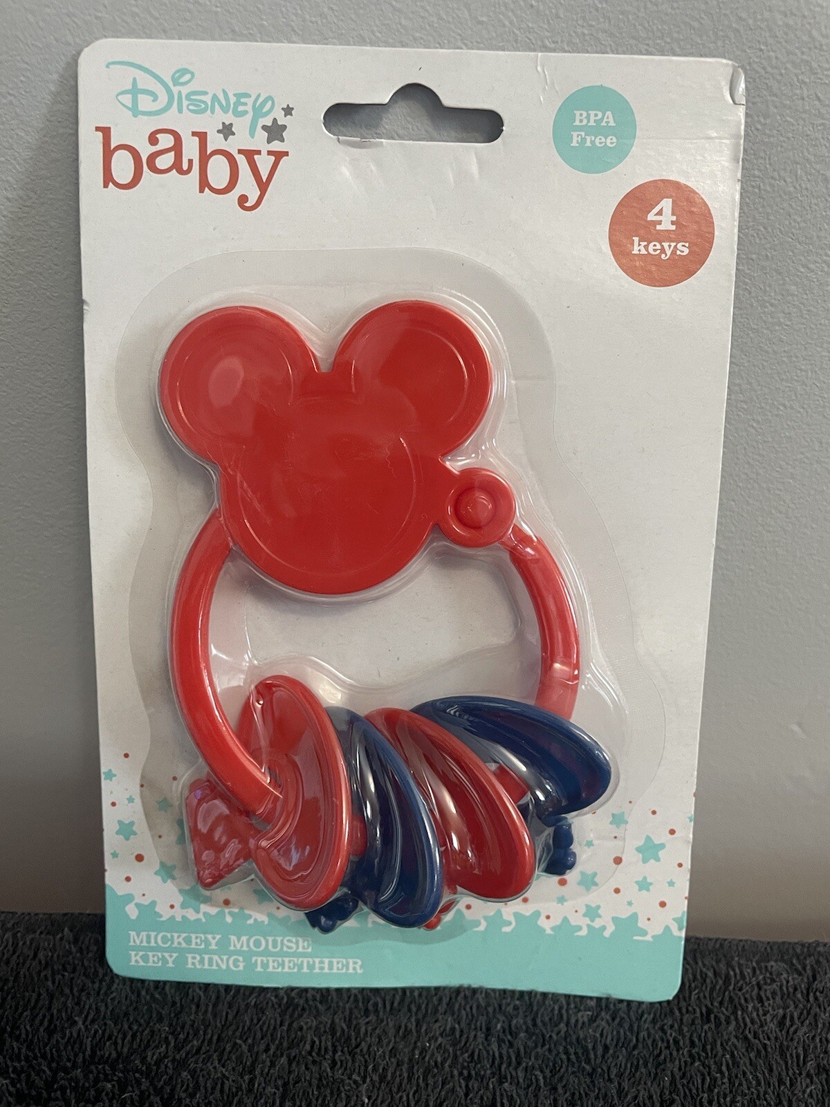 DISNEY Mickey Mouse Baby Key Ring & Keys TEETHER Playtime Toy BPA Free ...