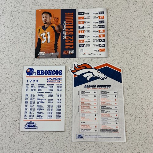 Lot of 3 Denver Broncos Football Fridge Magnet Season Schedule 1993 ...