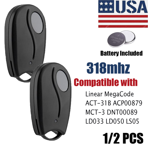 (1/2PCS) 318MHZ DNT00089 Remote Garage Door Openers for Linear LD033 ...