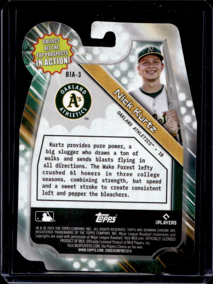 2024 Bowman Draft Nick Kurtz In Action #BIA-3 Athletics | eBay