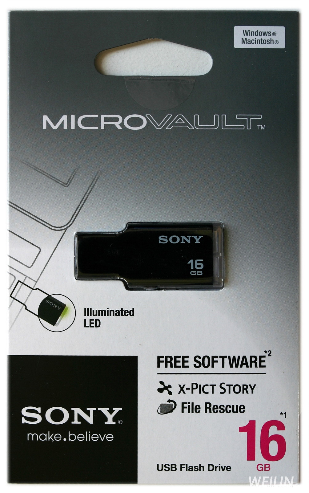SONY USM16GM 16 GB BLACK USB 2.0 Micro Vault Tiny USB Flash Drive Thumb ...