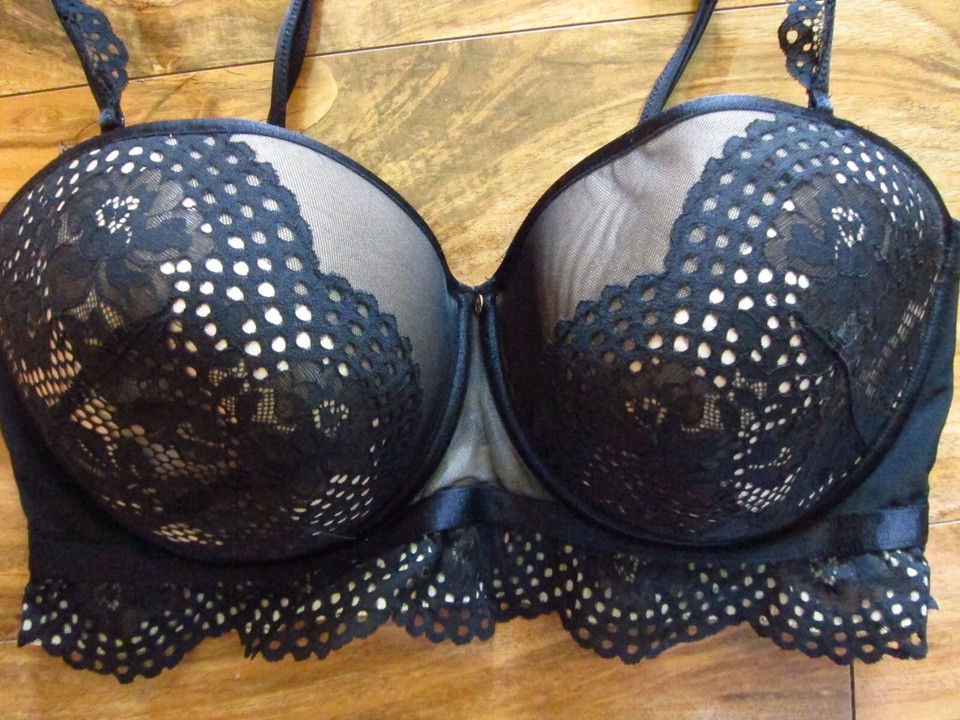 CACIQUE Black Lace Lightly Lined Multiway Underwire Bra size 42F | eBay