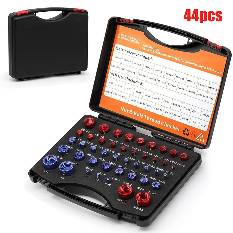 Thread Checker 44PCS Nut and Bolt Inch and Metric Screw Thread ...
