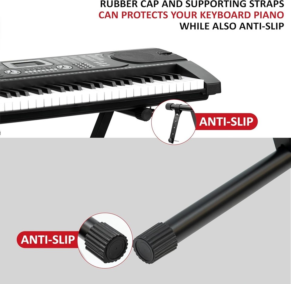 ADJUSTABLE FOLDABLE PIANO STOOL KEYBOARD BENCH PADDED SEAT AND KEYBOARD ...