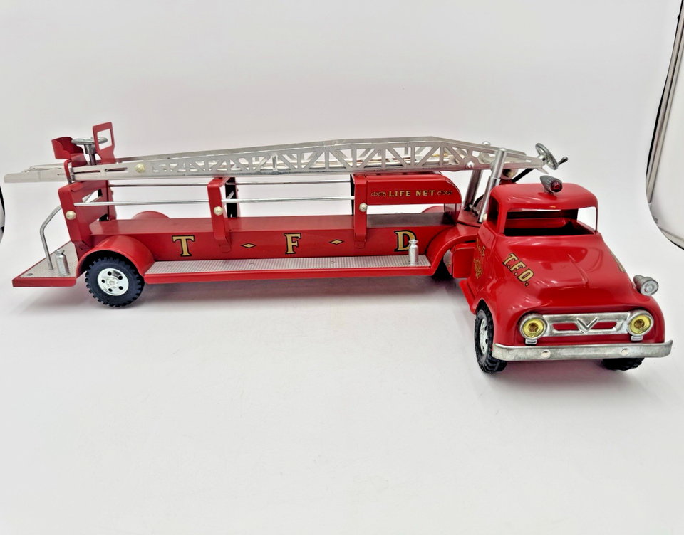 Vintage 56' Tonka Toys #900-6 Tonka Fire Dept Set w/OG Box Pressed ...