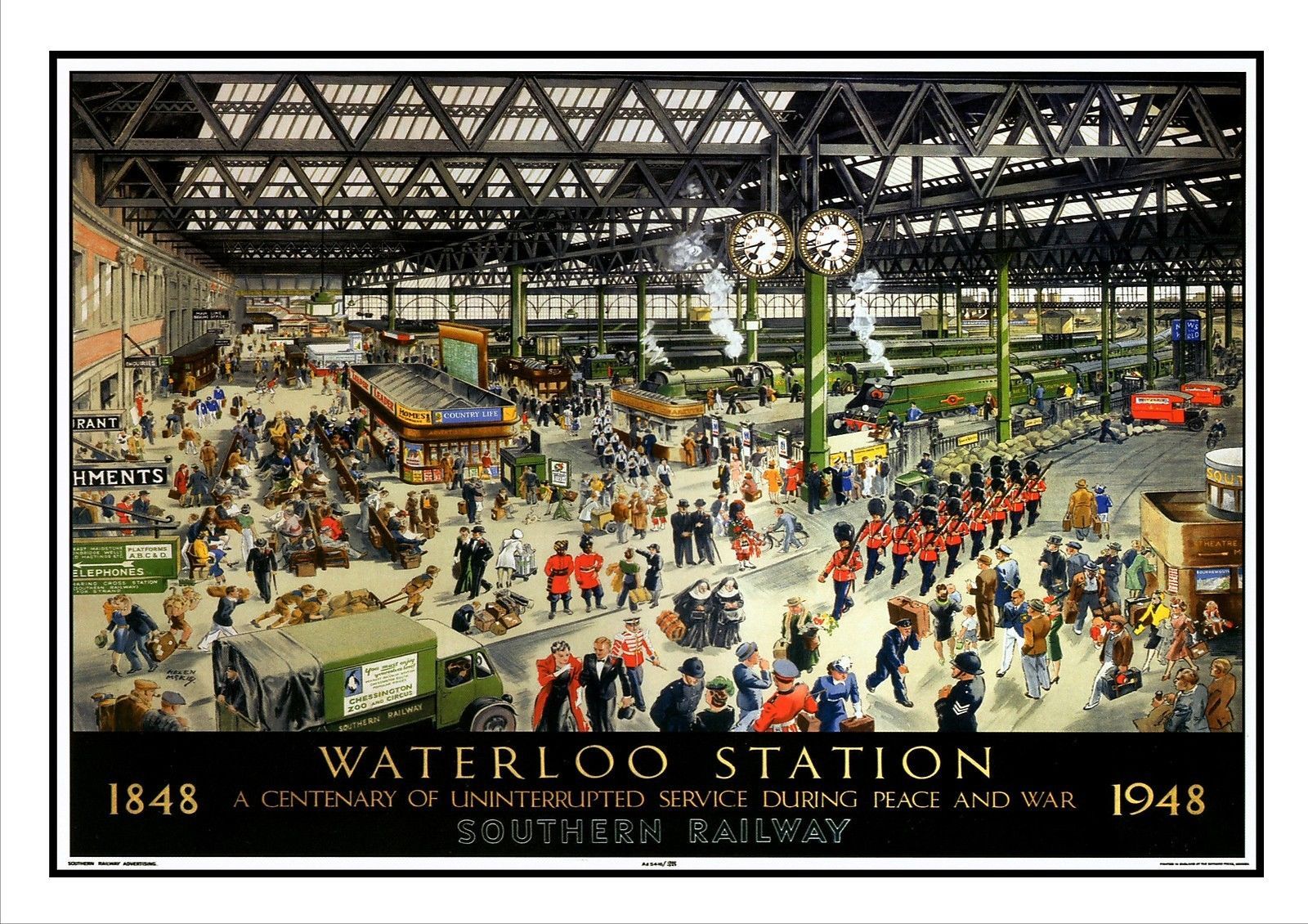 Waterloo Station London Southern Railway Print Vintage Old Advert ...