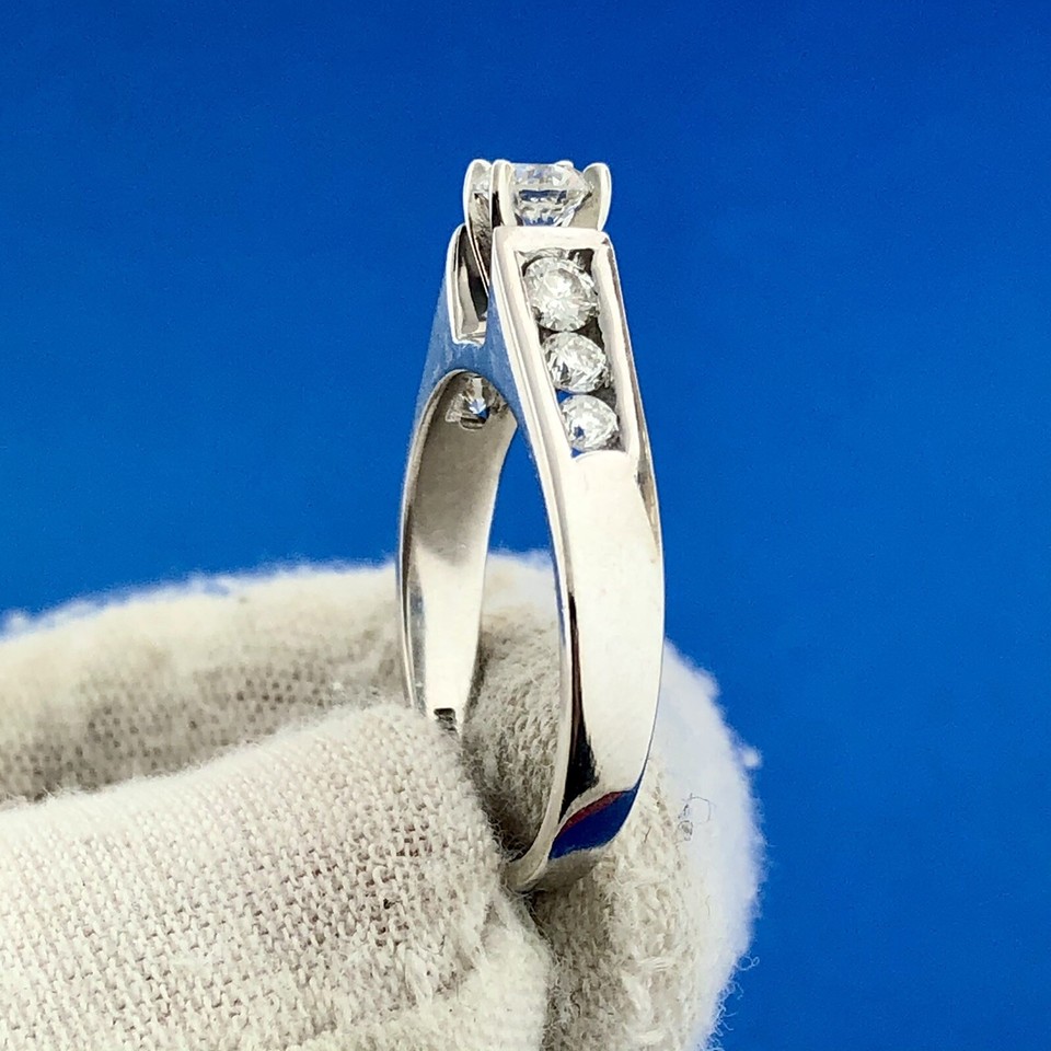 Estate Magic Glo 14K White Gold Diamond Solitaire w/Accents Engagement ...