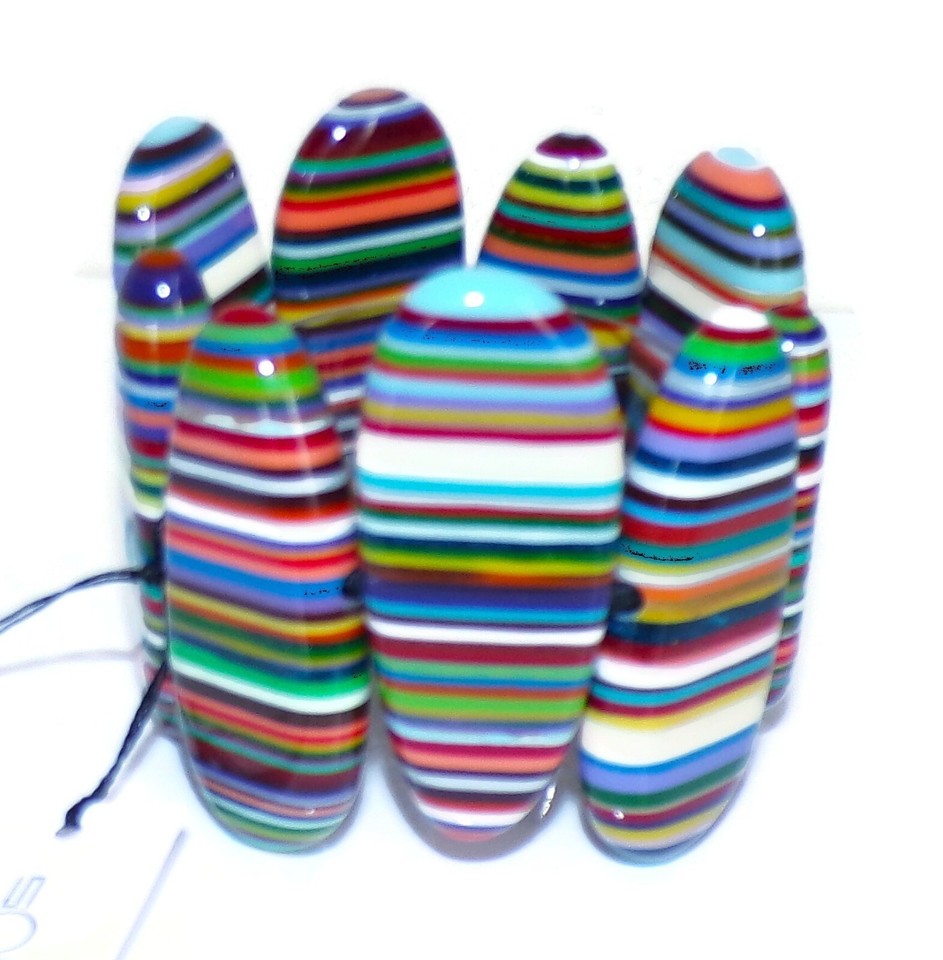 Sobral Pop Art Pipe Multicolor Stripe Large Beads Artist Made Stretch ...