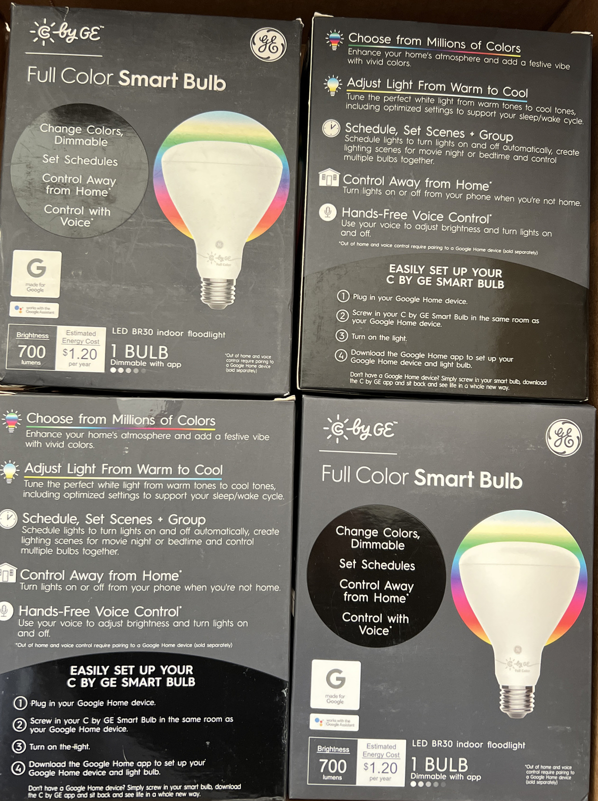 C-by GE Full Color Direct Connect Smart Dimmable LED 2 Bulbs Works w ...