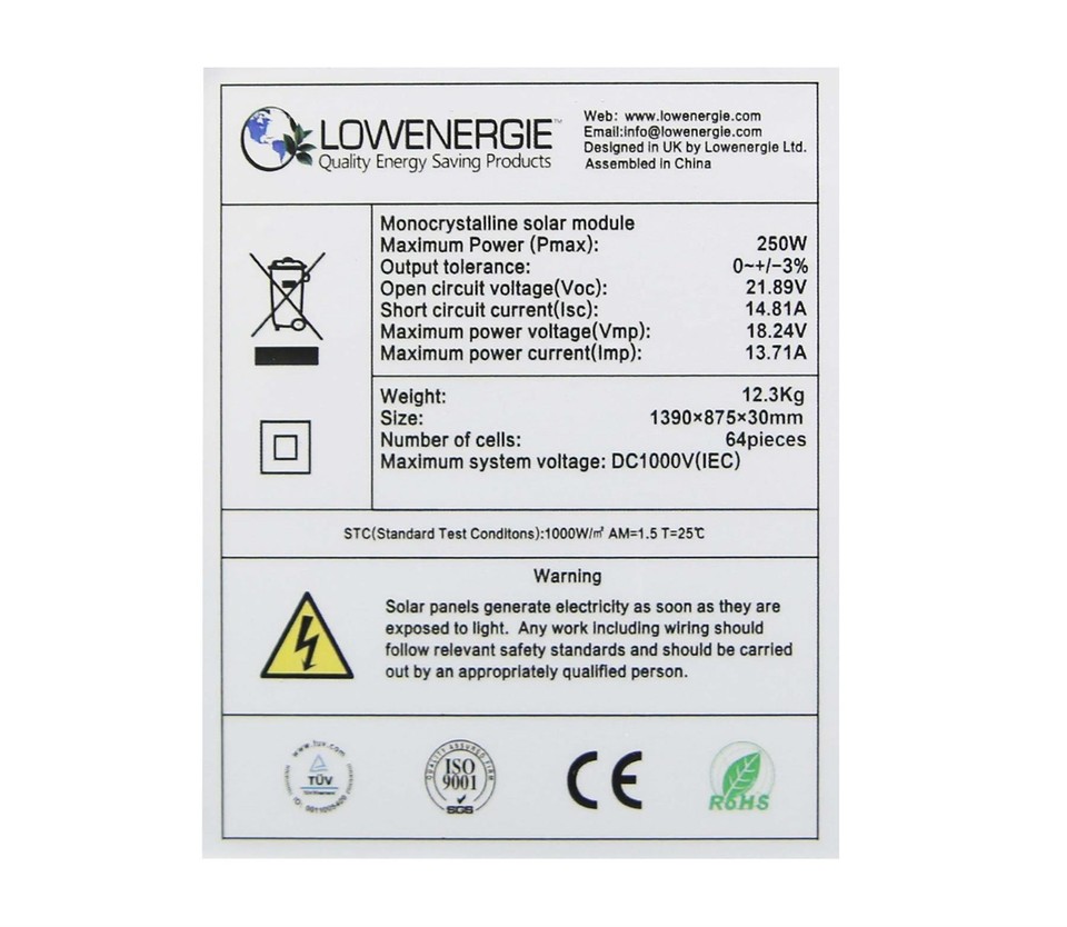 250w Solar Panel Kit Victron PWM Charging Controller Battery Cables ...