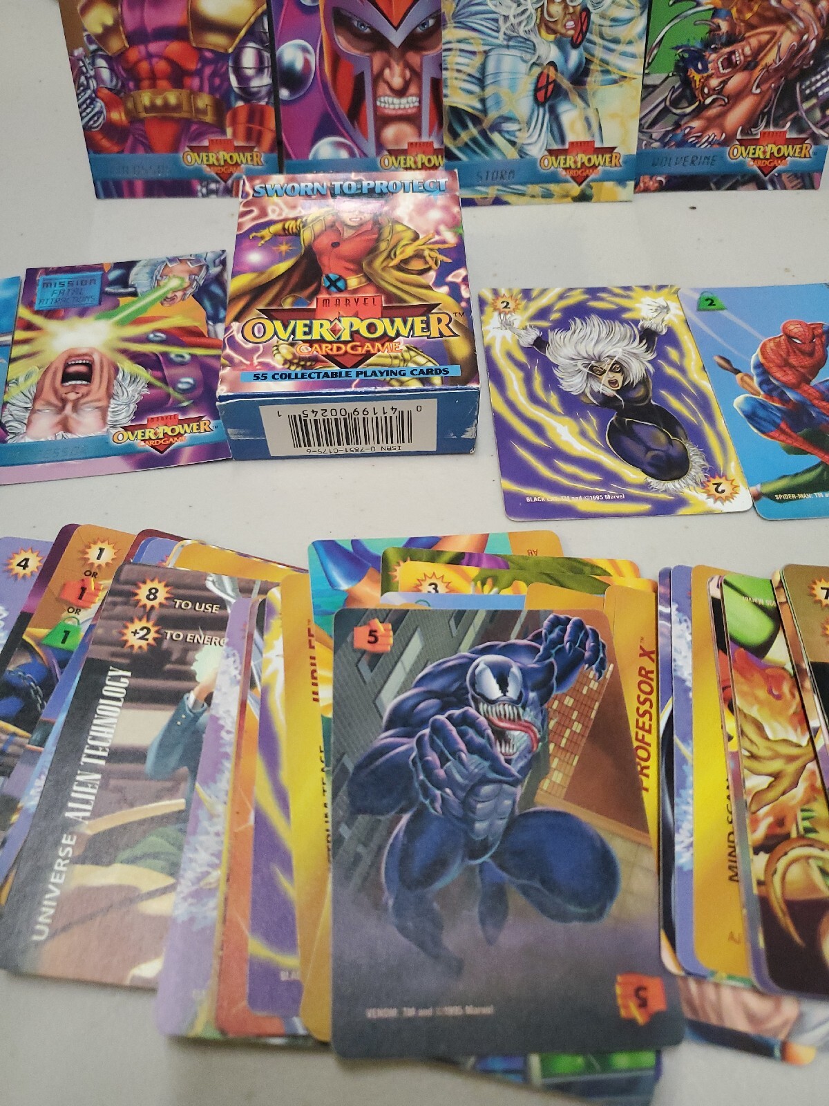 1995 Marvel Overpower Card Game Sworn To Protect Box 55 cards +7 ...