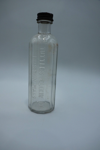 ANTIQUE TUTTLES ELIXIR CO BOSTON MASS 12 SIDED MEDICINE BOTTLE with lid ...