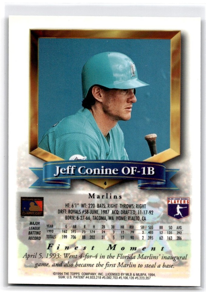 1994 Finest Jeff Conine Florida Marlins #4 | eBay