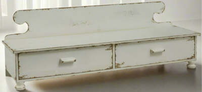 Primitive Aged White Counter Shelf Vintage Look Farmhouse Rustic ...