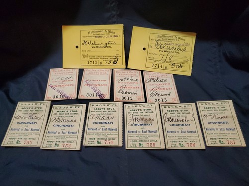 Baltimore & Ohio and CL&N 1890s Railroad Railway Agent’s Ticket Stubs ...