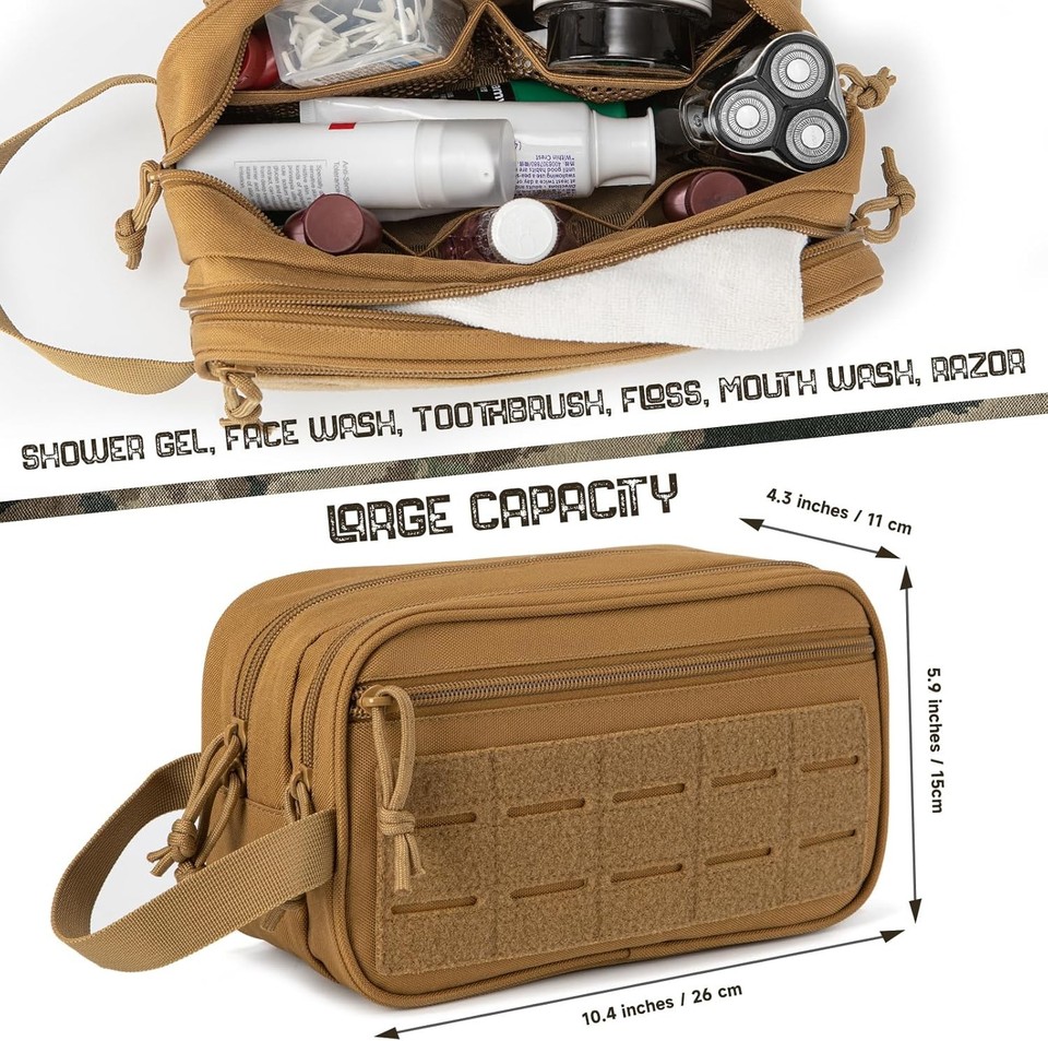Tactical Toiletry Bag w/Molle,EDC Dopp Kit,Water-Resistant Travel ...