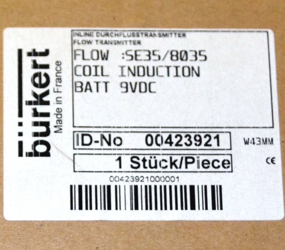 BURKERT SE35 8035 INLINE FLOW METER TRANSMITTER No 00423921 coil ...