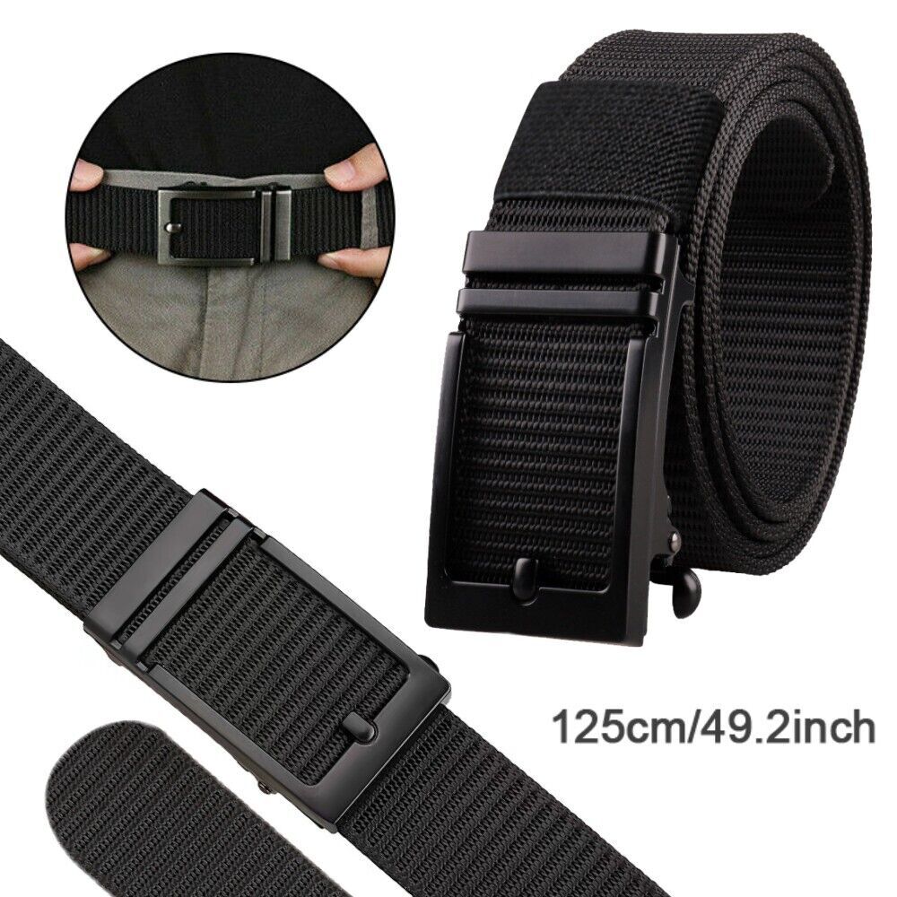 Mens Ratchet Belt Nylon Web Belts for with Automatic Slide Buckle ...