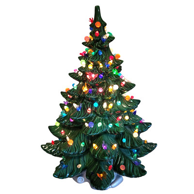 Atlantic Mold A64B Ceramic Christmas Tree Green Birds Bows Berries 70's ...