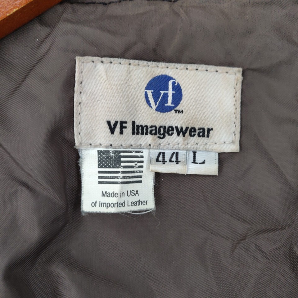 Vintage VF Imagewear Leather Bomber Border Patrol Jacket Men 44L Goatskin Flight | eBay
