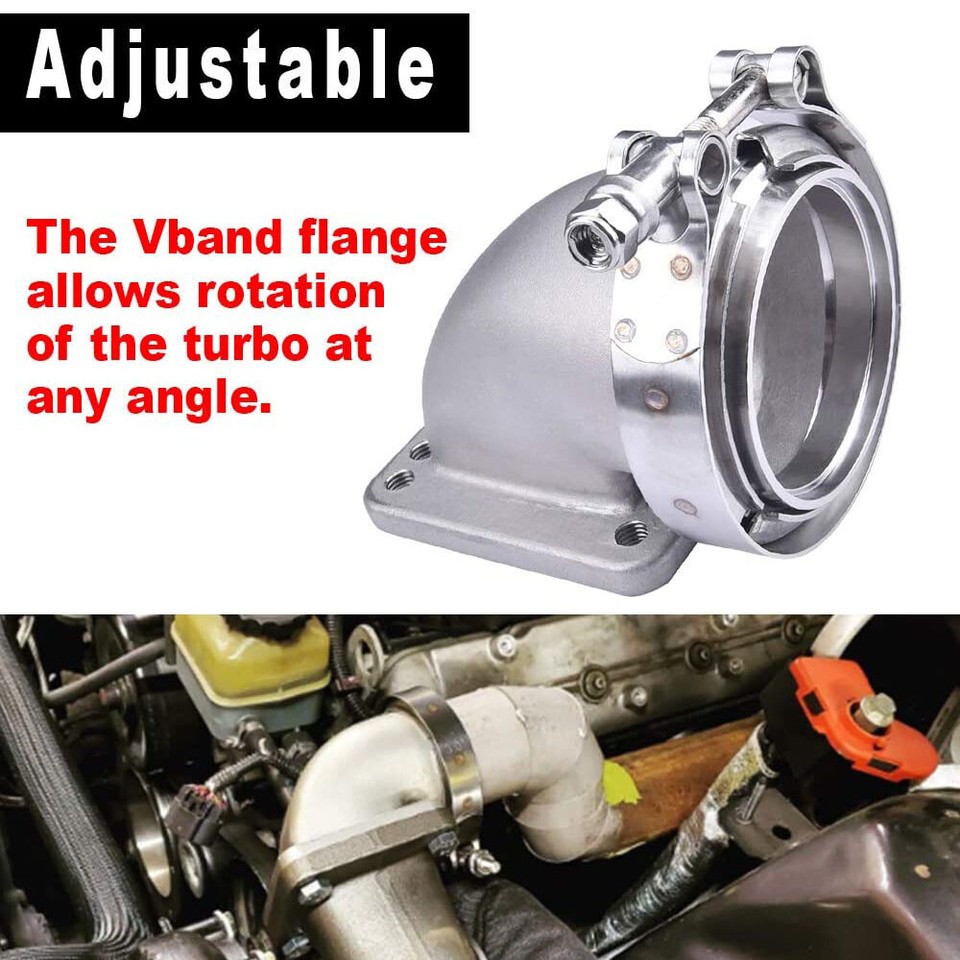 2x 304 Stainless 90 Degree Cast Turbo Elbow Downpipe Adapter For T3 T4 ...