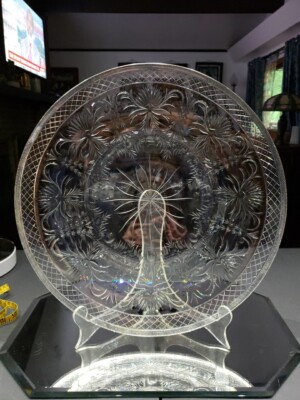 16" PLATTER TRAY UNDER PLATE GLASS ROCK CRYSTAL ANTIQUE PAIRPOINT CUT ...