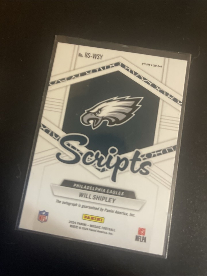 Will Shipley Silver Rookie Scripts Auto RC 2024 Panini Mosaic Football ...