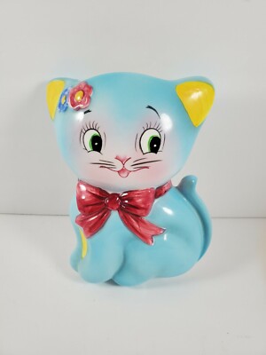 Vintage Norcrest Blue Cat Kitten Kitty Wall Pocket Planter Vase 1950s ...