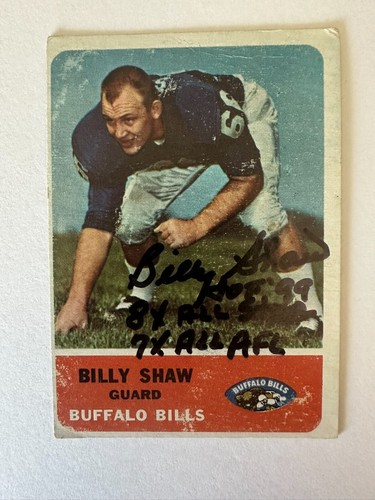1962 Fleer Billy Shaw Signed RC Rookie Card Auto Autograph NFL HOF ...