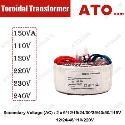 Transforme Toroidal Transformer Dual Primary Secondary 150VA 24-0-24V ...