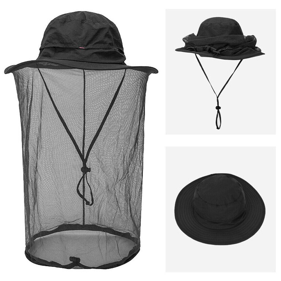 Anti Mosquito Bug Bee Insect Net Hat Fishing Hidden Mesh Cap Head Face ...