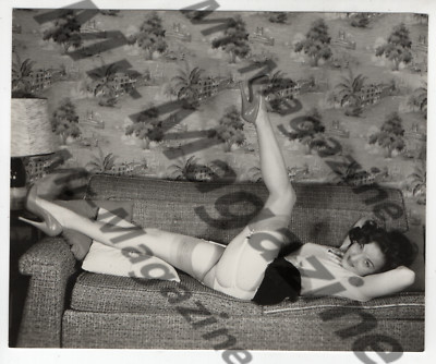 Vintage Risqué B&W Pinup 4"x5" Sexy Cheesecake Stockings Brunette XP-513 | eBay