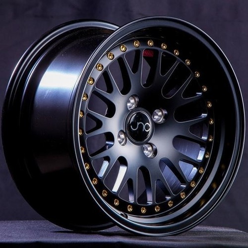 JNC Wheels Rim JNC001 Matte Black w/ Gold Rivets 16x8 5x100/5x114.3 ...