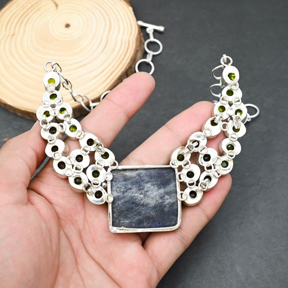Iolite Sunstone Peridot Gemstone 925 Sterling Silver Jewelry Necklace ...