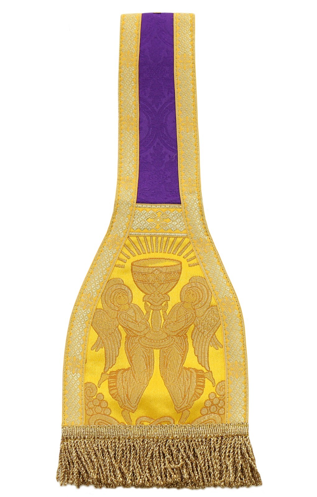 Purple Violet/gold Roman Fiddleback Chasuble with stole Vestment Casula ...