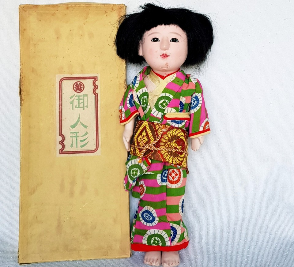 Antique NINGYO Ichimatsu Doll girl box Japan doll, figure decor 1900s ...