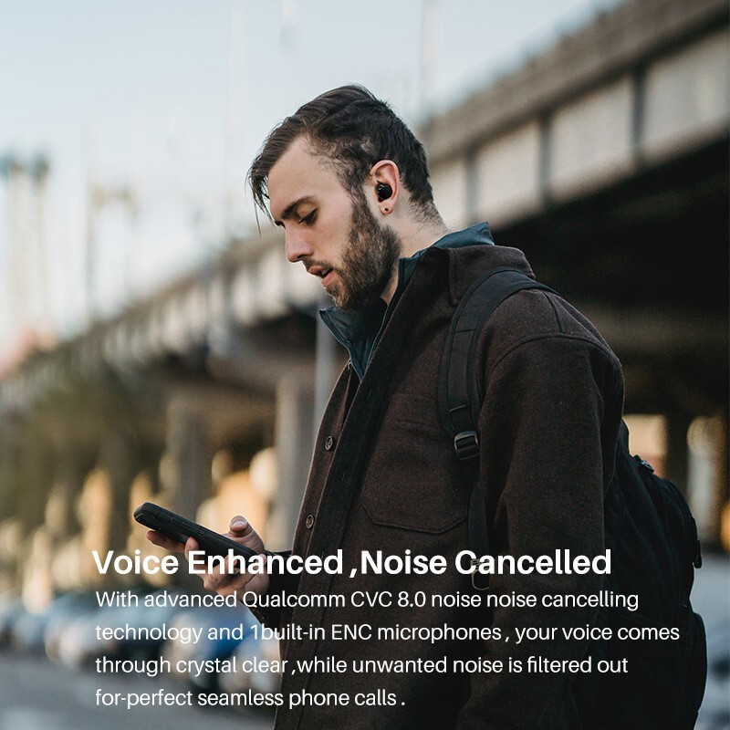 TOZO T12 Pro Wireless Earbuds 4Mic Noise Cancelling Bluetooth 5.0 ...