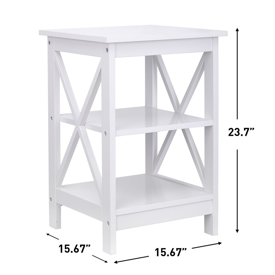 24 Inch Side End Table with Storage Shelf Sofa Table X-Design Black ...