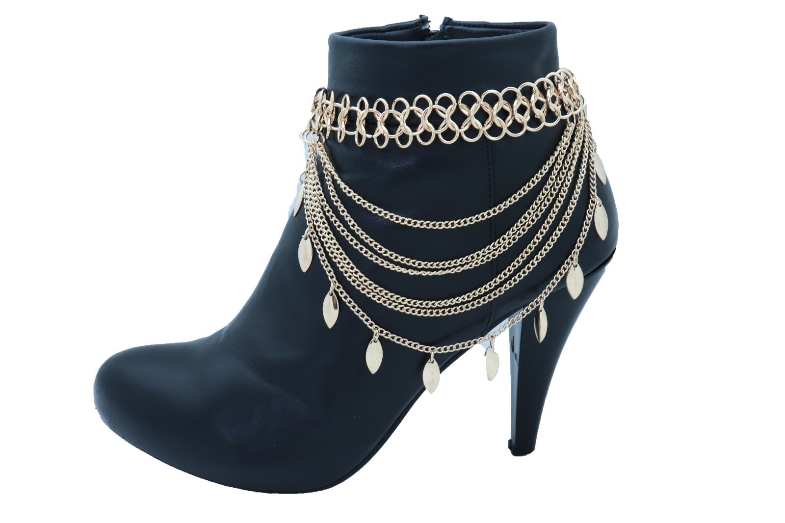 Women Gold Metal Chain Boot Bracelet Anklet Shoe Leaf Charm Bridal ...