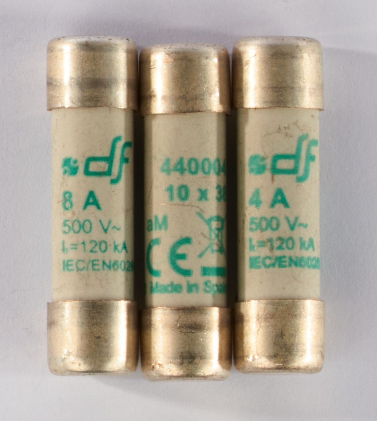 (Lot of 3) DF Electric 440008 Cylindrical Fuse: 8A, 500V AC, 120kA | eBay