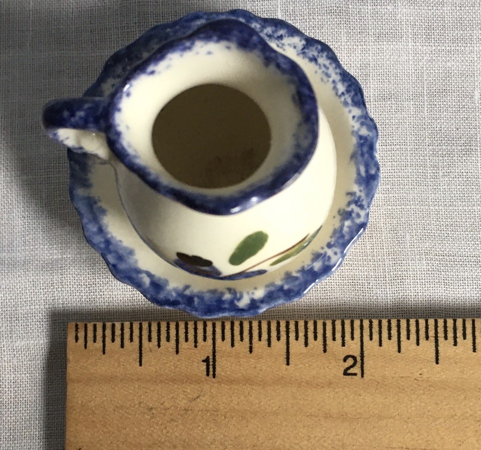 miniature pitcher and bowl, hand painted ceramic, blueberries, Maine | eBay