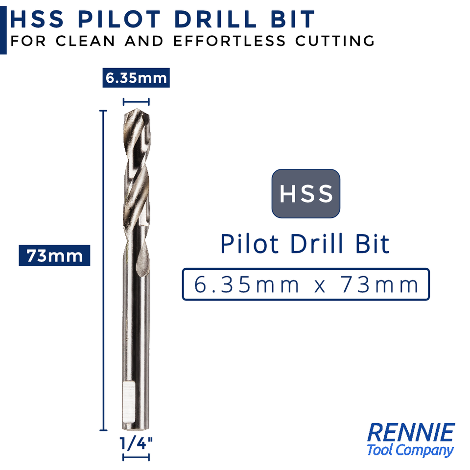 5 x Arbor Pilot Drill Bits 6.35mm x 75mm For Holesaws Fits A1 A2 A3 A4 ...
